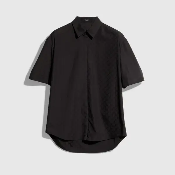 Gucci Gg Canvas Linen Blend Bowling Shirt - Grey