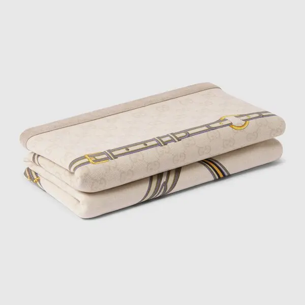 Gucci Double-sided Gg Quilted Cotton Blanket - Beige