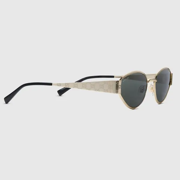 Gucci Tone Oval Frame Sunglasses With Double G Detail