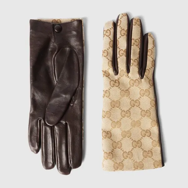 Gucci Ribbed Wool Cashmere Gloves With Double G Detail - Beige