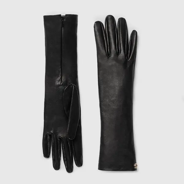 Gucci Woo Cashmere Goves With Doube G, Size - Black