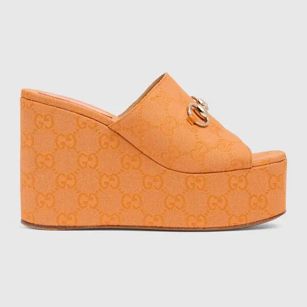 Gucci Horsebit Platform Sandals - Orange