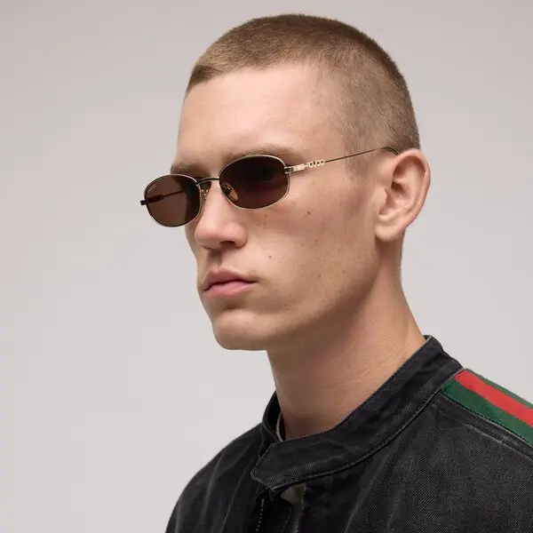 Gucci Oval Frame Sunglasses - Gold