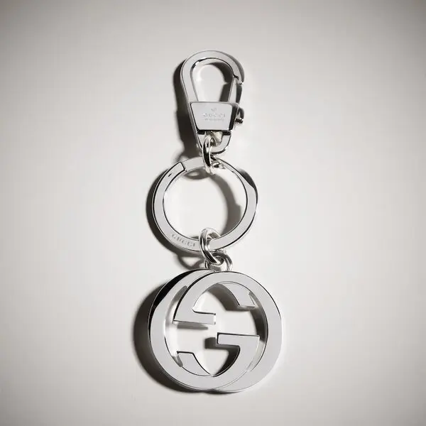 Gucci Ophidia Gg Supreme Canvas Keychain - Silver