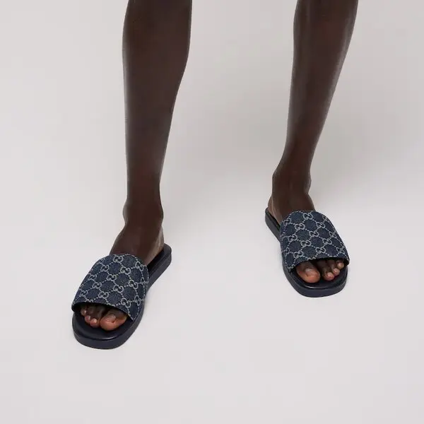 Gucci Slide Sandal With Buckles - Blue