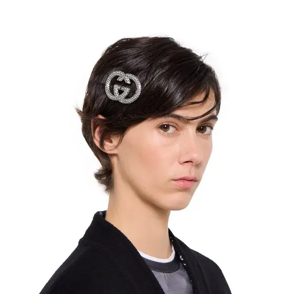 Gucci Interlocking G Hair Clip With Crystals