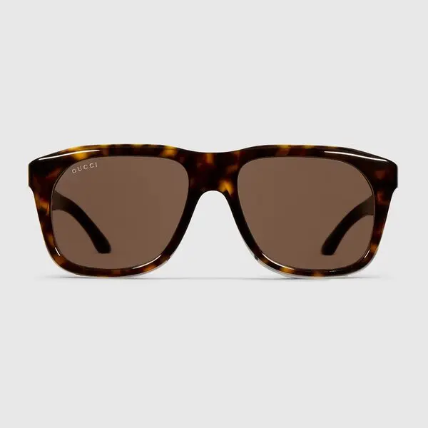 Gucci Square Frame Sunglasses With Engraved Logo - Beige