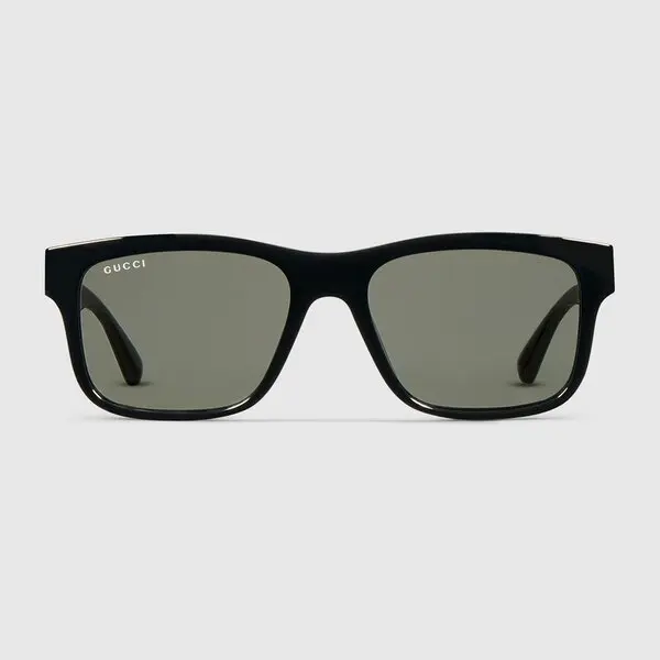 Gucci Round Frame Sunglasses With Web Detail - Black