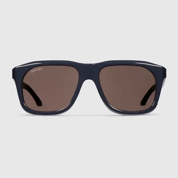 Gucci Round Frame Sunglasses With Web Detail - Blue