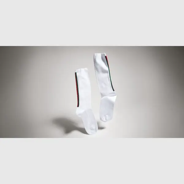 Gucci Gg Cotton Socks With Web Detail - White