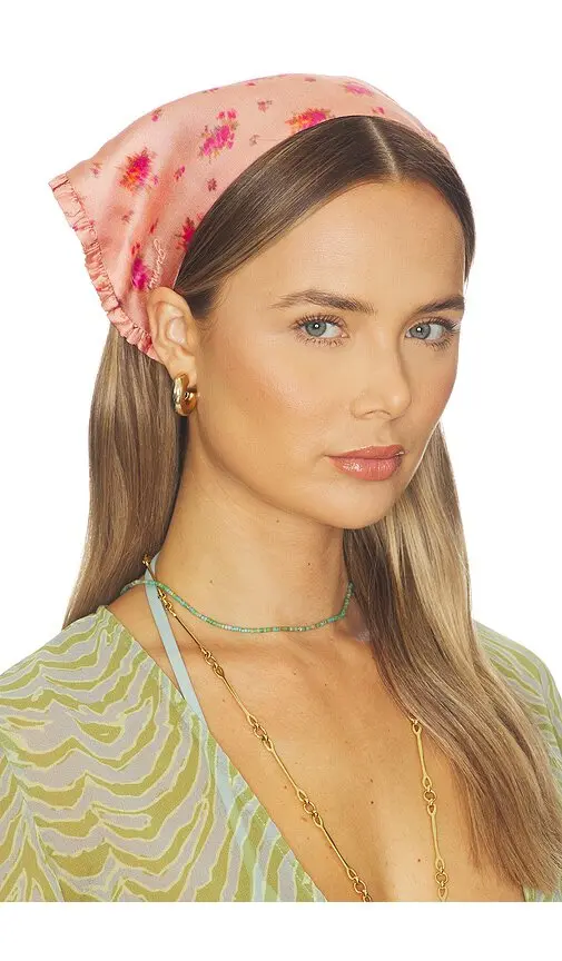 GANNI Silk Head Scarf - Pink