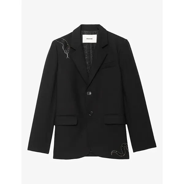 Zadig&Voltaire Vanille Rhinestone-embellished Stretch-woven Blazer - Black