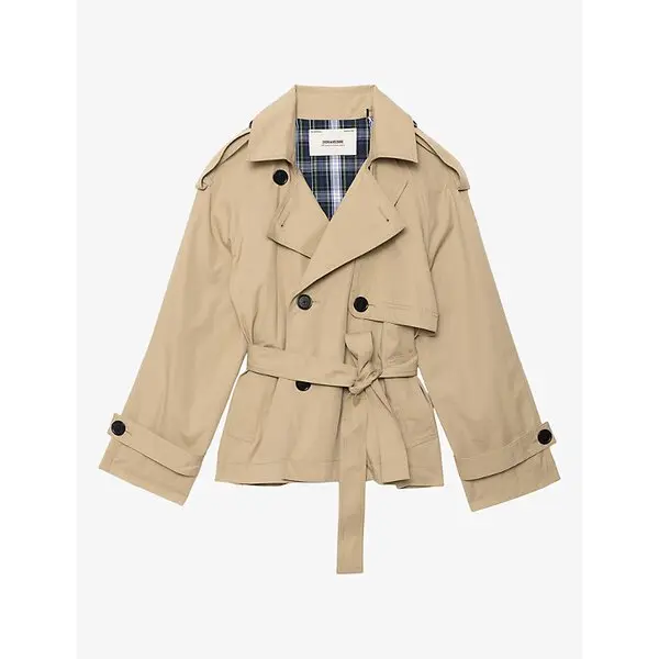 Zadig&Voltaire Kivana Double-breasted Belted-waist Cotton Trench - Latte