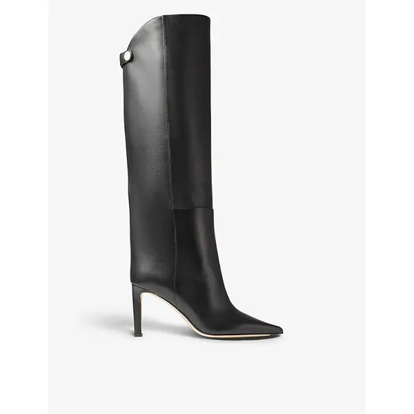 JIMMY CHOO Alizze Pointed-toe Leather Knee-high Boots