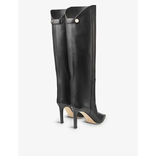 JIMMY CHOO Alizze Pointed-toe Leather Knee-high Boots