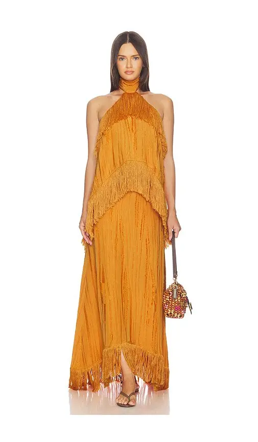 YELLOW THE LABEL Jones Fringe Top - Orange