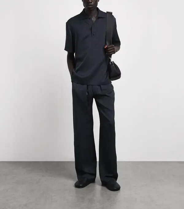 Casablanca Monogram-jacquard Polo Shirt - Navy