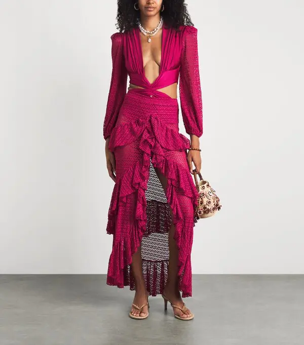 PatBO Crochet-trim Plunge-neck Bodysuit