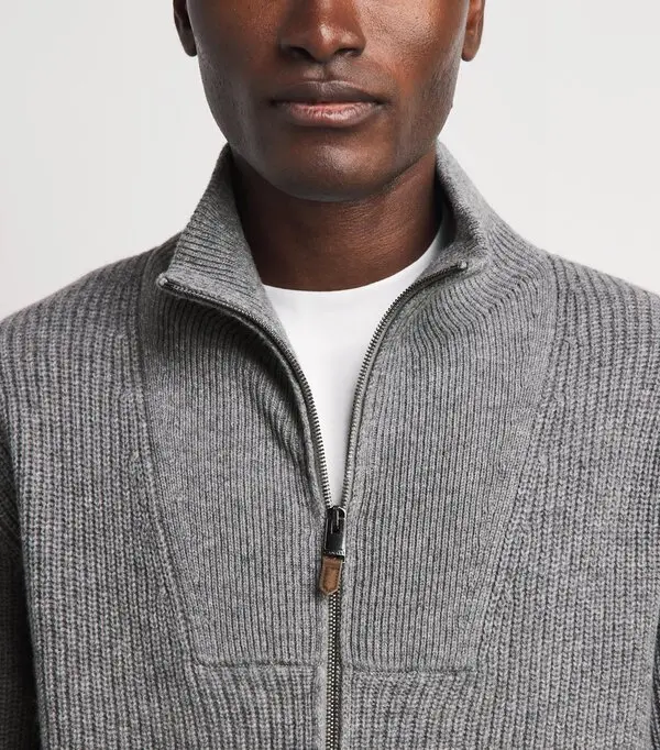 Canali Wool-cashmere High-neck Zip-up Cardigan