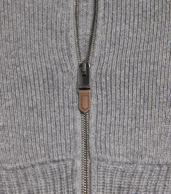Canali Wool-cashmere High-neck Zip-up Cardigan