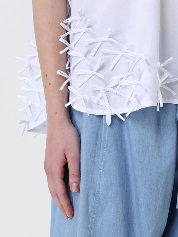 MEIMEIJ Cotton T-shirts With Bows - White