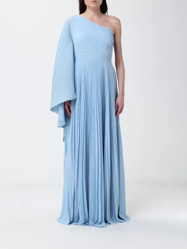 Solace London Pleated Crêpe One-shoulder Dress - Gnawed Blue