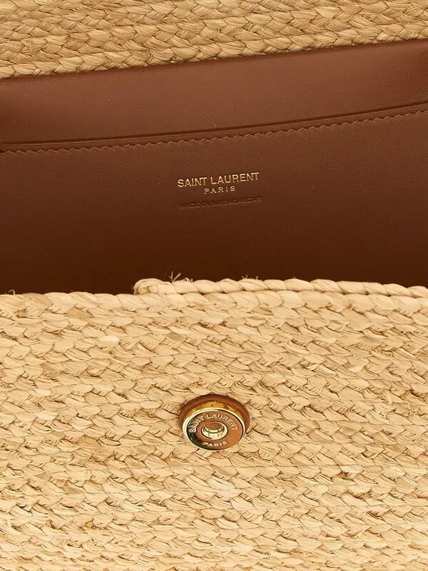 Saint Laurent Manon Mini Bag In Woven Raffia With Monogram