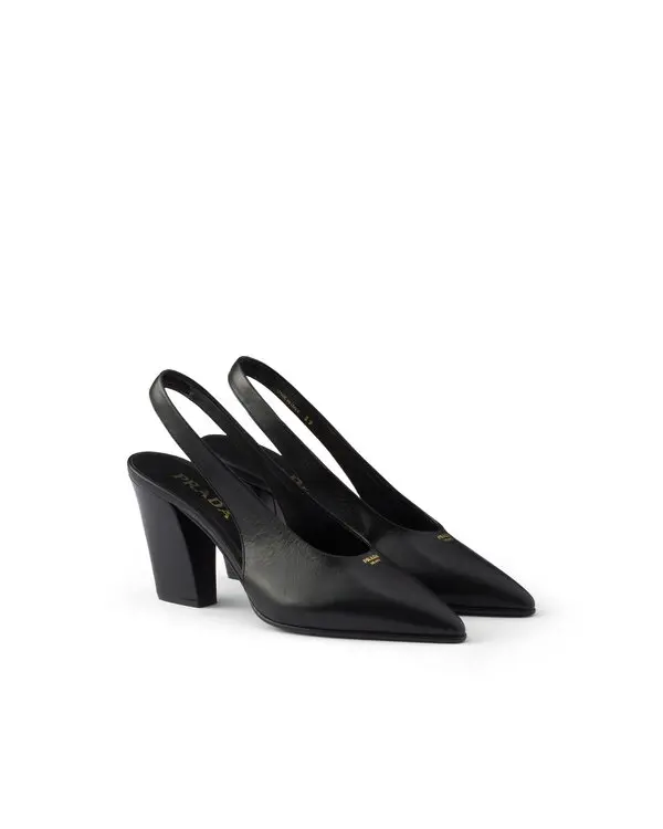 Prada Leather Slingback Pumps - Black