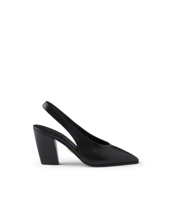 Prada Leather Slingback Pumps - Black
