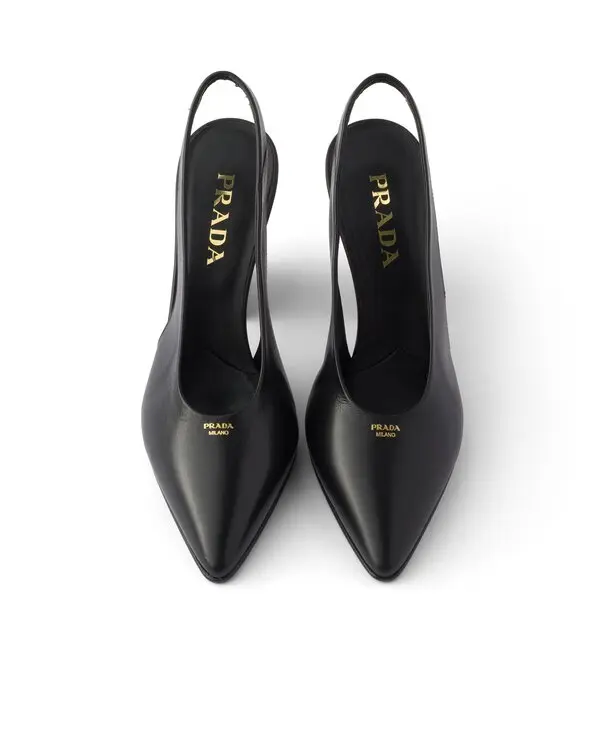 Prada Leather Slingback Pumps - Black