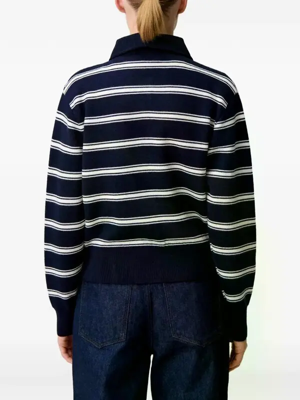 Claudie Pierlot Striped Cardigan With Shirt Collar