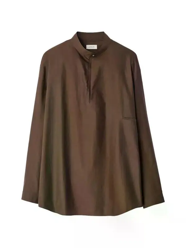 LEMAIRE Sailor Top In Washed Cotton And Silk Blend - Brown