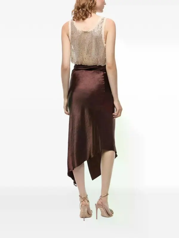 Pinko Lace-trim Asymmetric Midi Skirt - Brown