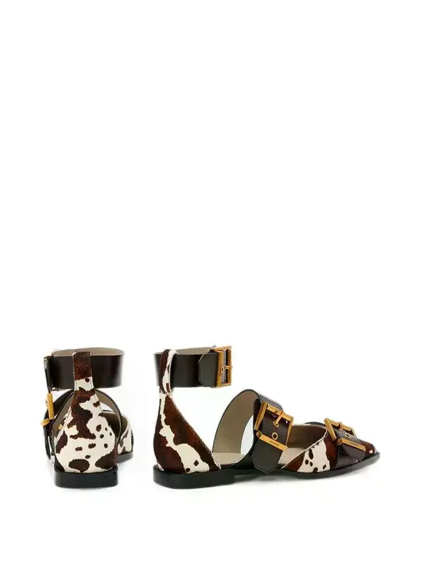 ALLSAINTS Sutton Cow-print Buckled Ballet Flats