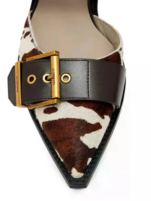 ALLSAINTS Sutton Cow-print Buckled Ballet Flats
