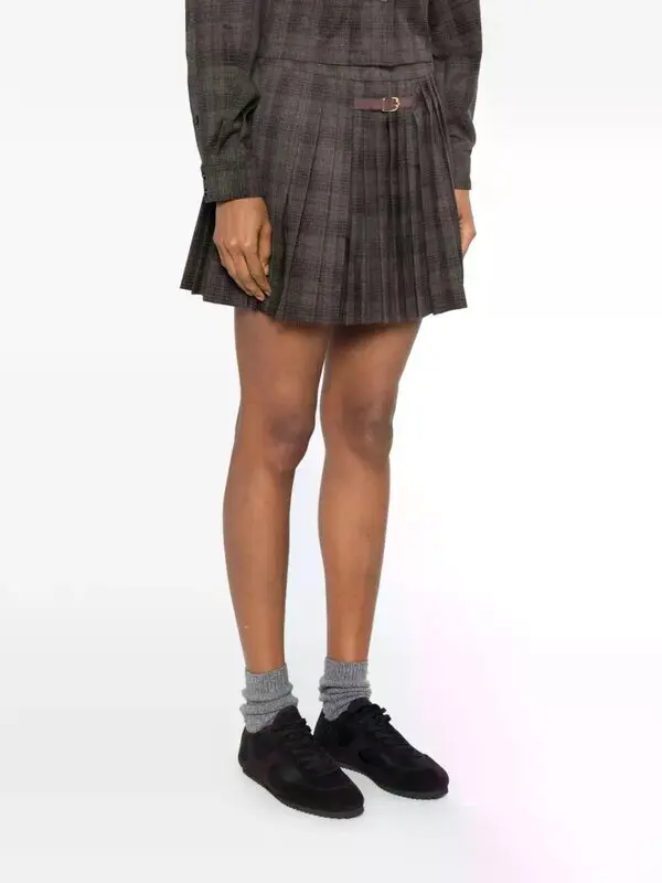 Sandro Checked Pleated Mini Skirt