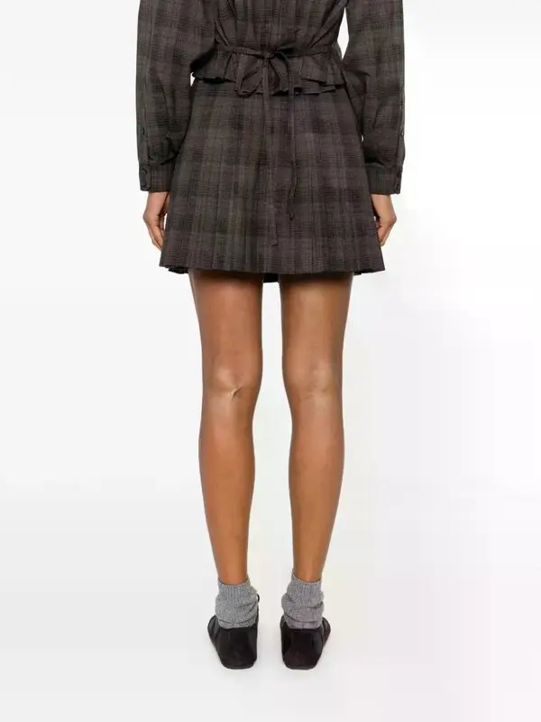Sandro Checked Pleated Mini Skirt