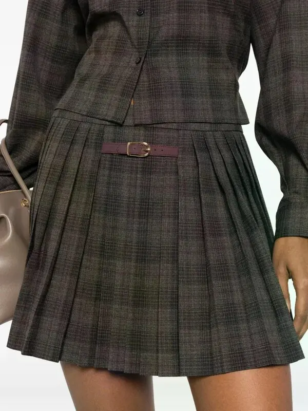 Sandro Checked Pleated Mini Skirt