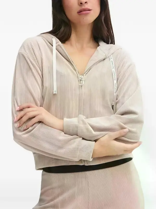 Juicy Couture Ribbed Zip-up Hoodie - Neutrals