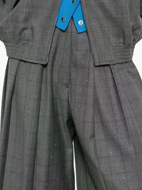 Sandro Checked Rhinestone-embellished Shorts
