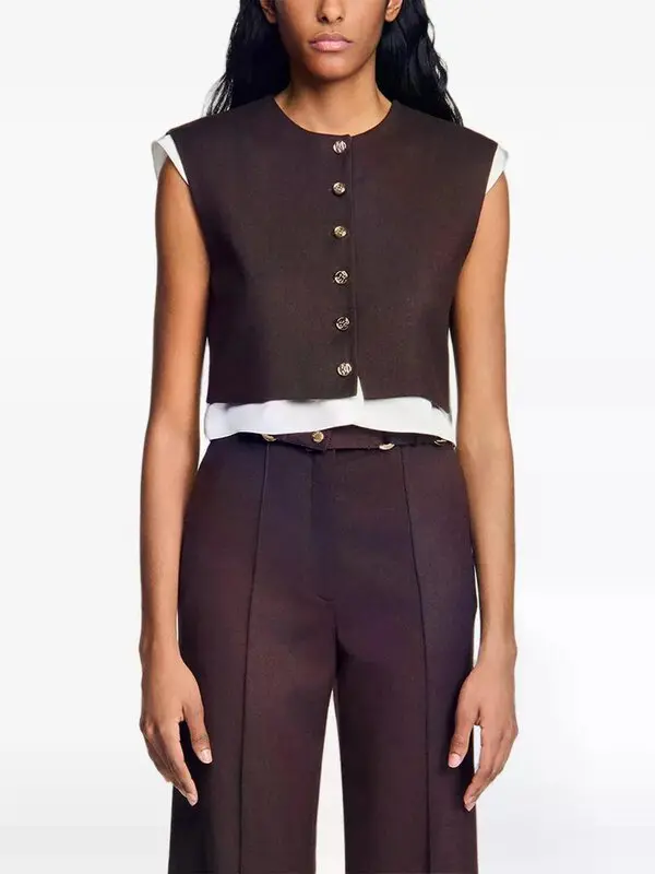 Sandro Cropped Layered-detail Top