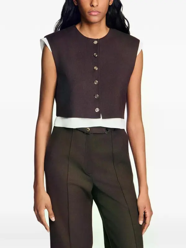 Sandro Cropped Layered-detail Top
