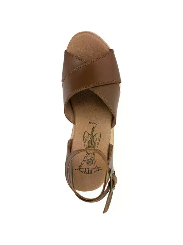 Fly London Cork-wedge Leather Sandals