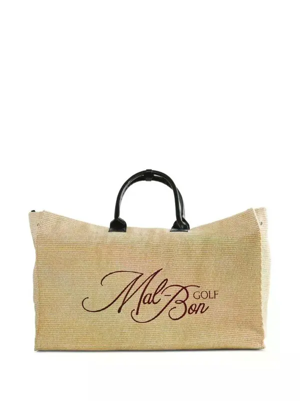 MALBON Large Logo-embroidered Straw Tote Bag