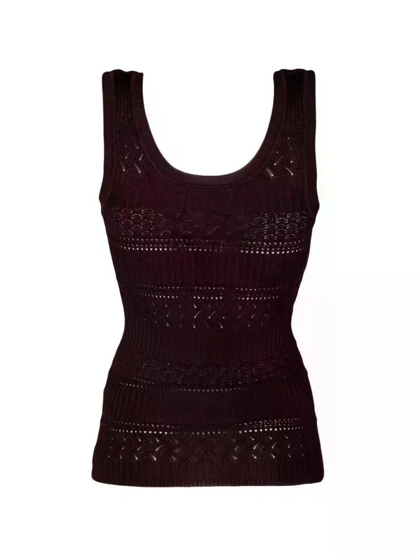 Veronica Beard Sandra Pointelle-knit Tank Top - Red