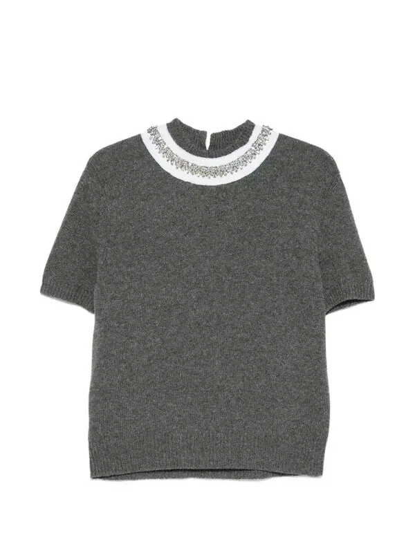 Prada Embellished Short-sleeve Sweater - Grey
