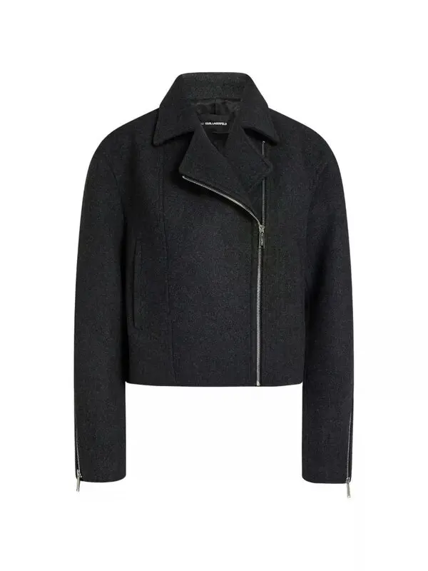 Karl Lagerfeld Logo-plaque Biker Jacket - Grey