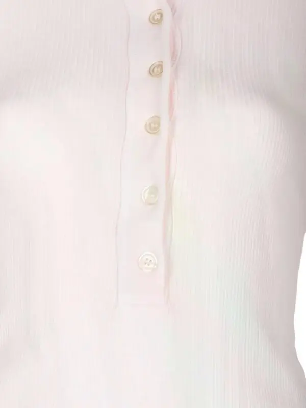 Citizens Of Humanity Ribbed Knit Henley Top - Pink