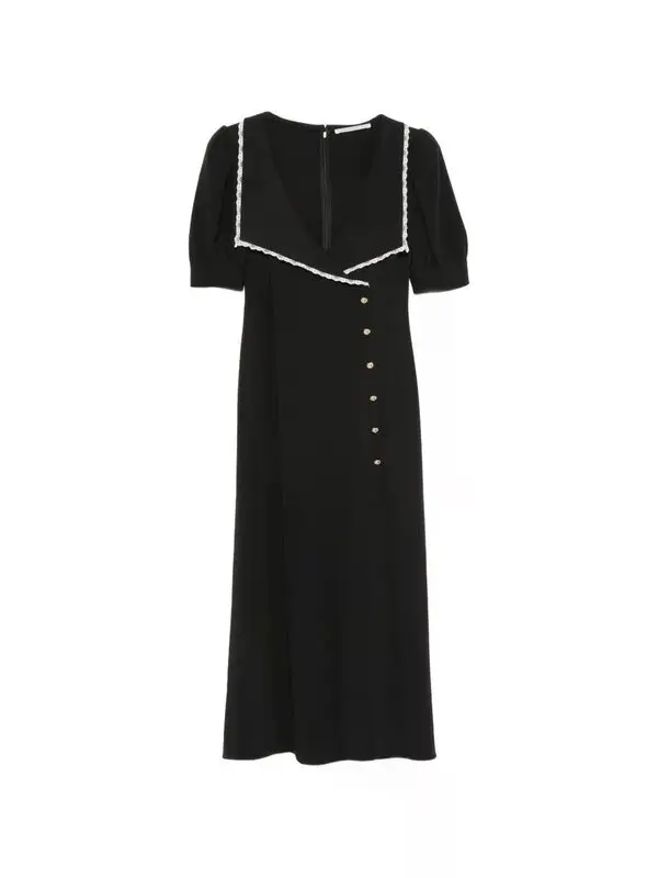 Alessandra Rich Cady Lace-trim Collar Midi Dress - Black