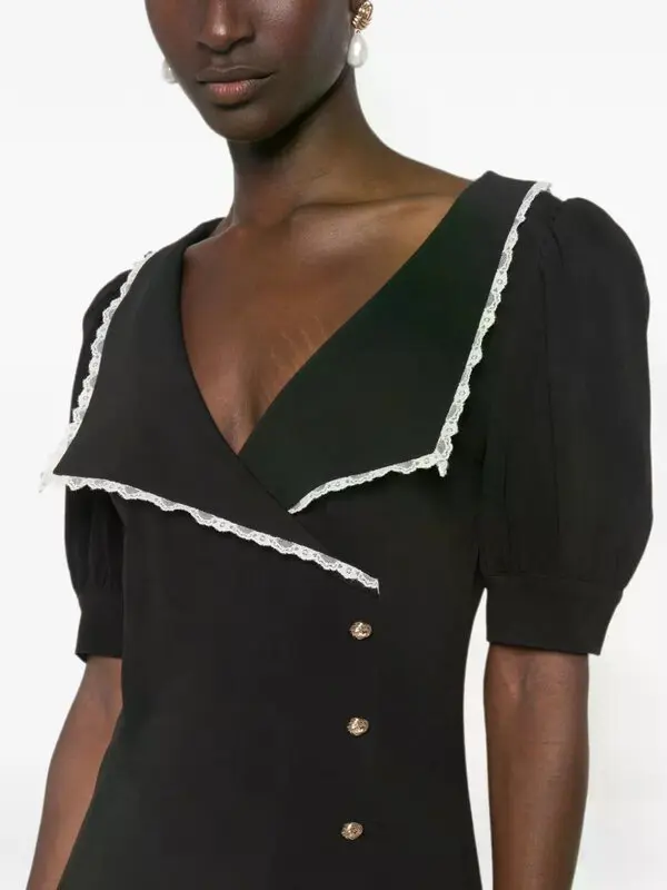 Alessandra Rich Cady Lace-trim Collar Midi Dress